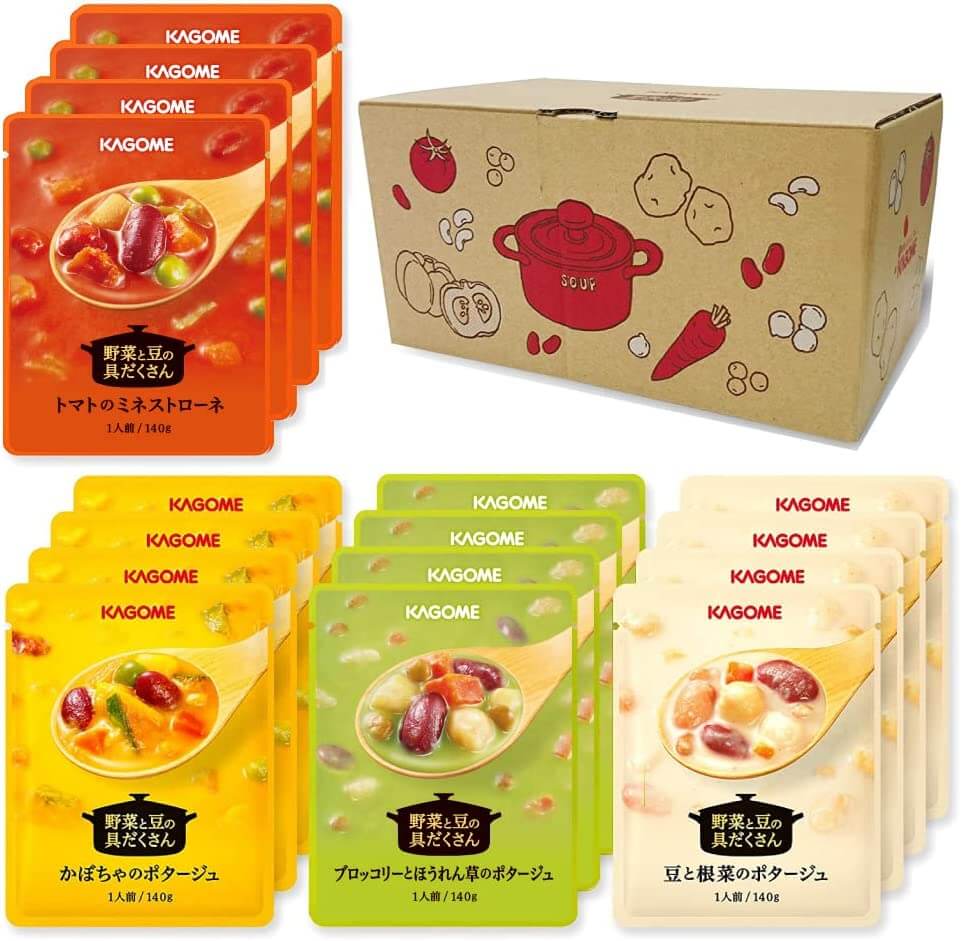 楽天市場カゴメ公式 野菜と豆の具だくさんポタージュセット 16袋4種X4袋野菜スープ 備蓄 非常食カゴメ健康直送便
