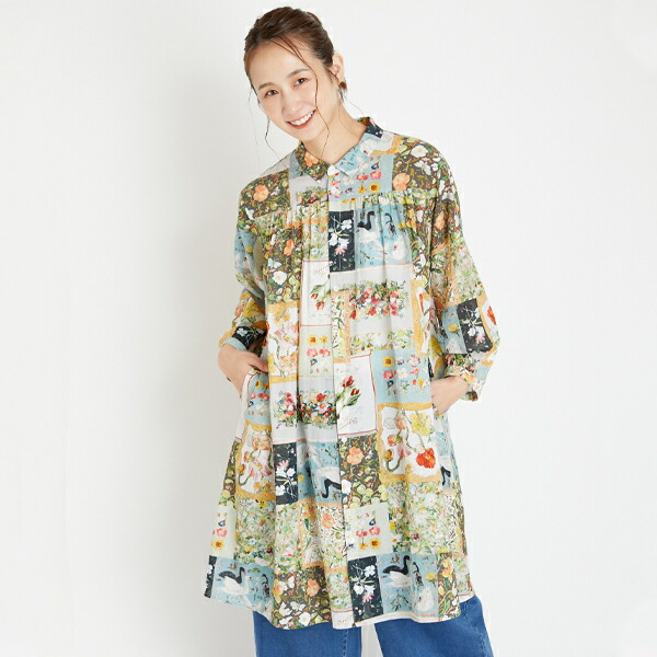 【楽天市場】アーティストコラボ 80ボイルコットンシフォン「flower patchwork」プリントワンピース／スーパーハッカフィーユ（super hakka feuille）：丸井（マルイ ...