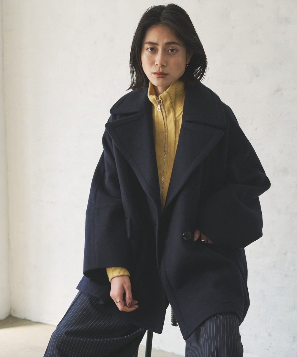 【楽天市場】【Audrey and John Wad】ウールビーバービッグカラーハーフコート／オードリーアンドジョンワッド（Audrey ...