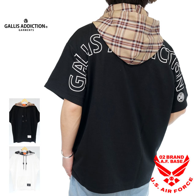 【楽天市場】アウトレット!!ガリスアディクション チェック切り替え ルーズサイズ 半袖パーカー メンズ レディース ユニセックス 新作2023 ...