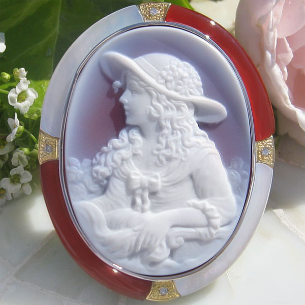 【楽天市場】Gerhard Schmidt(ゲルハルド・シュミット)作 ストーンカメオ 最高級レッドメノウ 天然ダイヤモンド0.04ct 白 ...