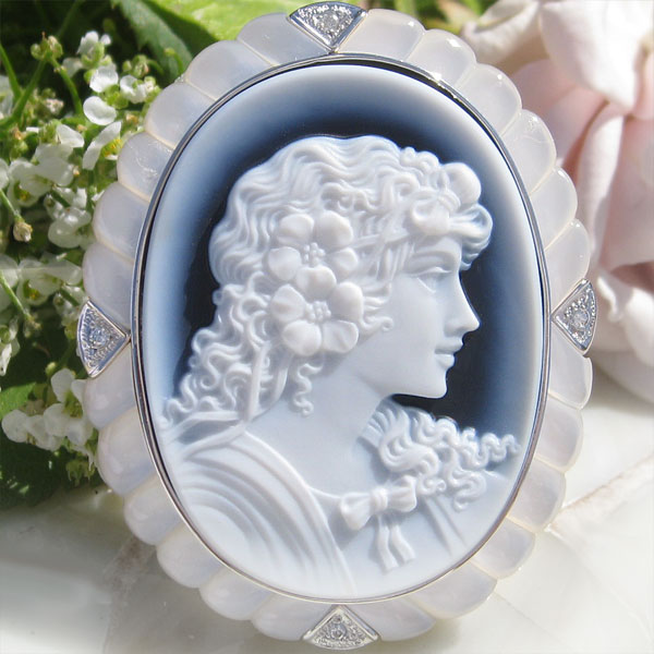 【楽天市場】Gerhard Schmidt(ゲルハルド・シュミット)作 ストーンカメオ 最高級ブラックメノウ 天然ダイヤモンド0.04ct 白 ...