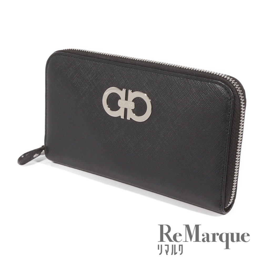 【楽天市場】Salvatore Ferragamo（サルヴァトーレ フェラガモ）ガンチーニ ラウンドファスナー 長財布 ブラック シルバー金具 ...