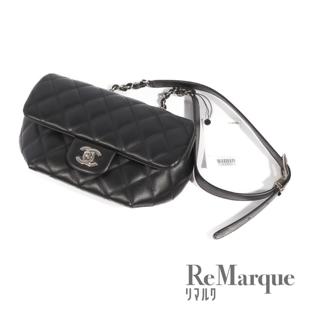 【楽天市場】CHANEL(シャネル) マトラッセ ターンロック クロスボディバッグ ウエストバッグ ブラック ラムスキン シルバー金具 ...