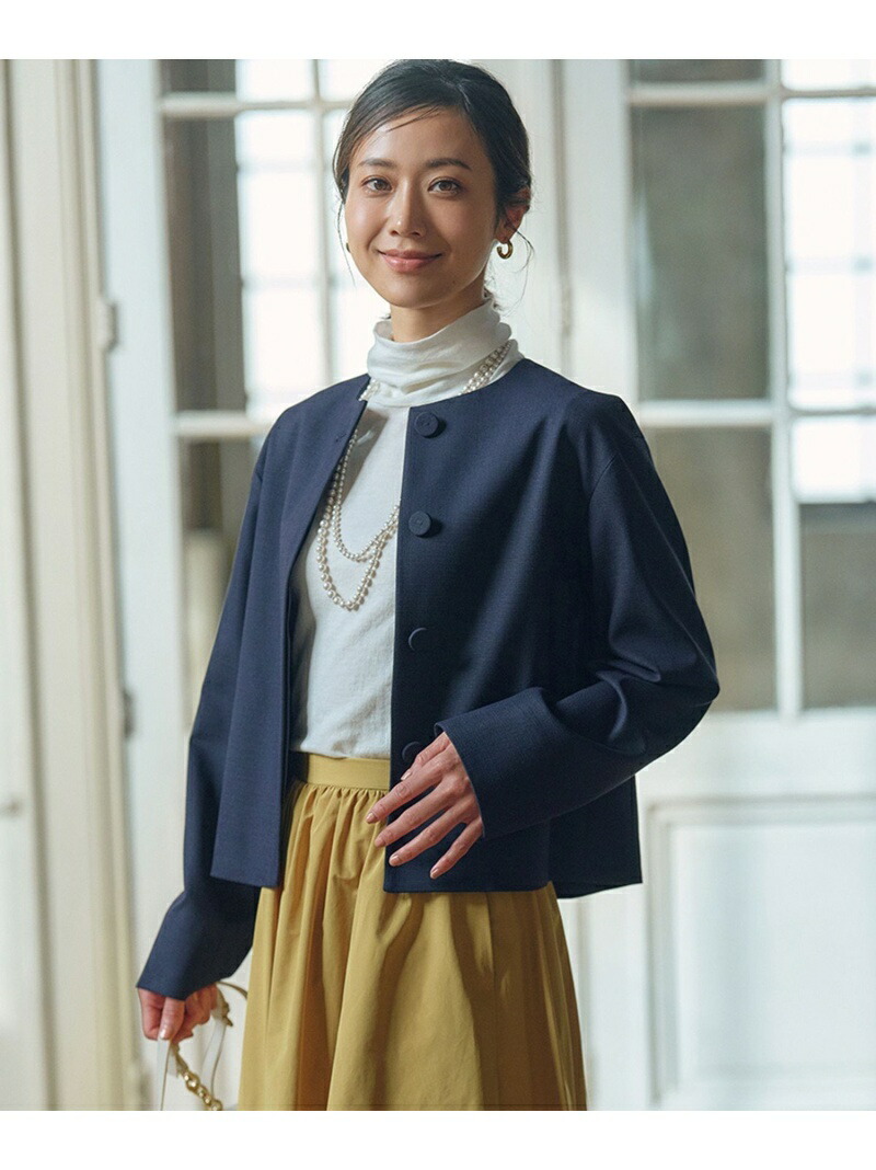 【楽天市場】【SALE／50%OFF】【セットアップ対応】ストレッチブッチャー ノーカラー ジャケット 23区 ニジュウサンク ジャケット ...