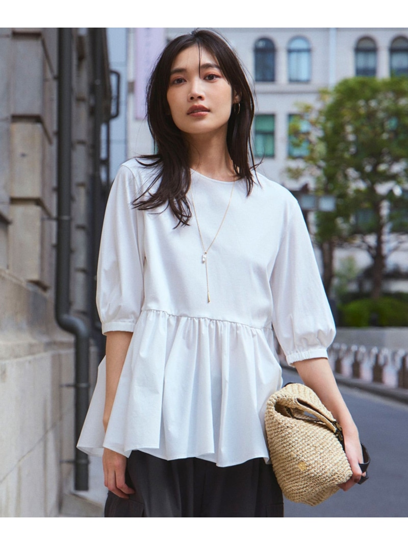 【楽天市場】【洗える】ランダムフリルジャージー ペプラム カットソー 23区 ニジュウサンク トップス カットソー・Tシャツ グレー ブラック ホワイト【送料無料】[Rakuten ...