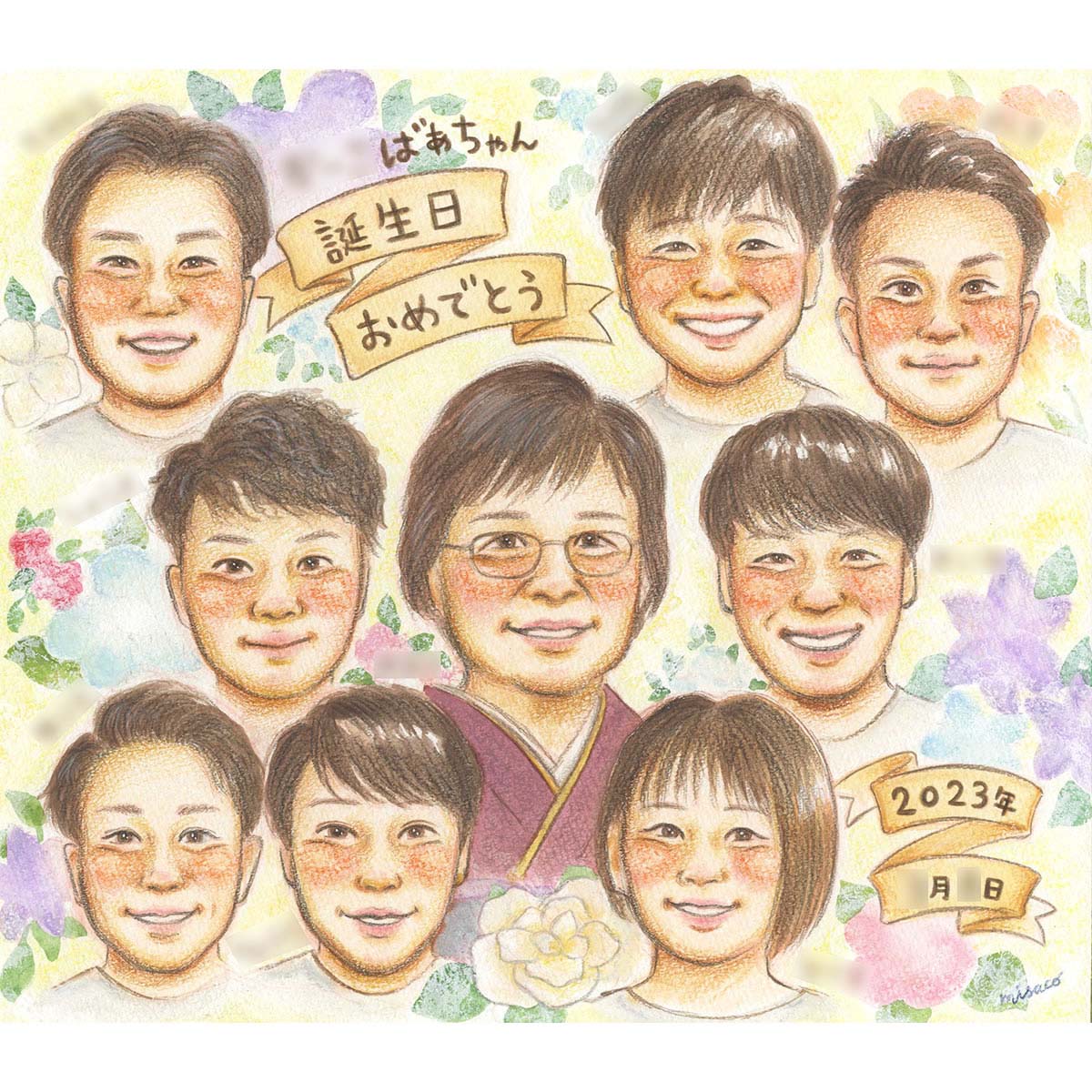 【楽天市場】着物でおめかししたサプライズ似顔絵のプレゼント 似顔絵で記憶に残る感動の瞬間を演出！バラバラのお写真からもお描きできます。 誕生日 定年 退職 敬老の日 父の日 母の日 送別会 ...