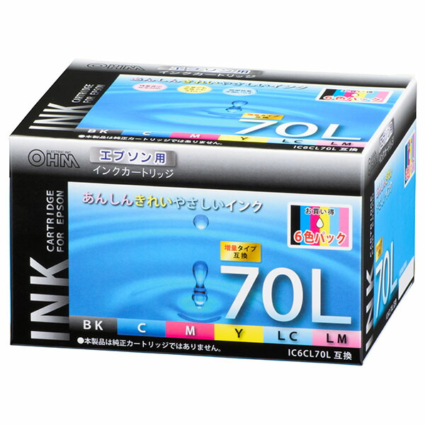 【楽天市場】【10％OFF】 エプソン 互換インク IC6CL70L互換 6色パック OHM 01-4137 INK-E70LB-6P 【送料無料】：スリーエーダイレクト 楽天市場店