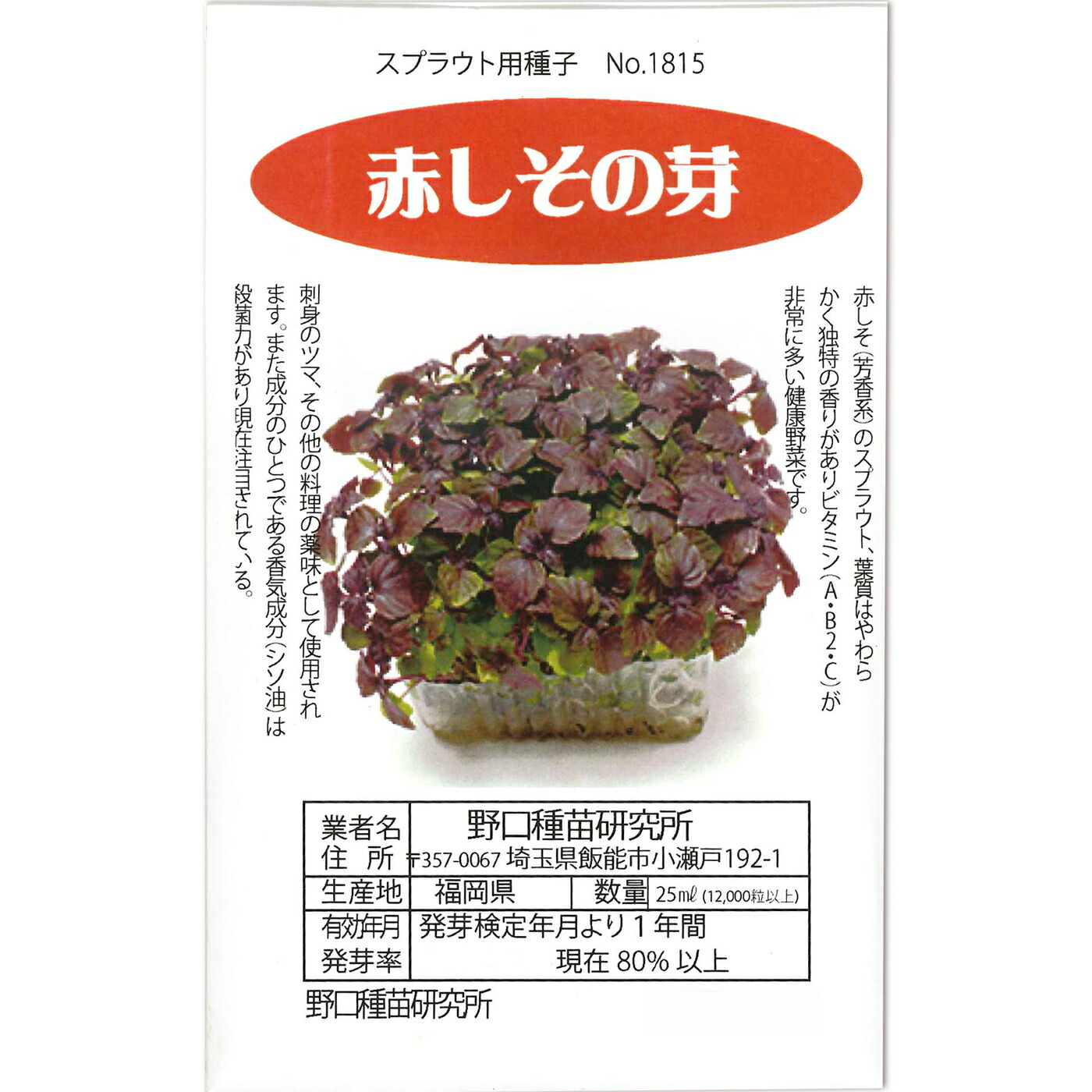 【楽天市場】赤しその芽スプラウト 国内採種品 Red Shiso Sprouts / シソ科 Perilla frutescens var ...
