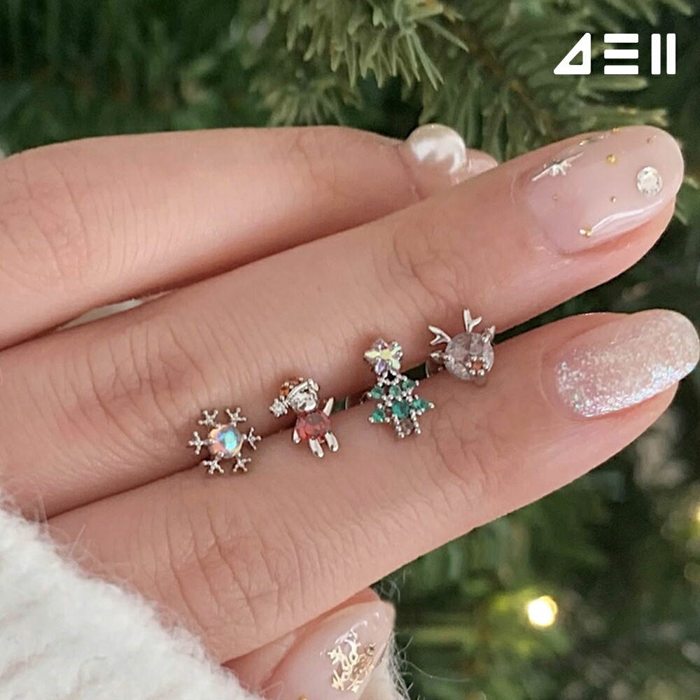 【楽天市場】[サージカル] クリスマス キュービック ピアッシング(4type) 16G ボディピアス キャッチ ピアッシング 軟骨ピアス サージカル 女性 誕生日プレゼント 女友達 ギフト ...