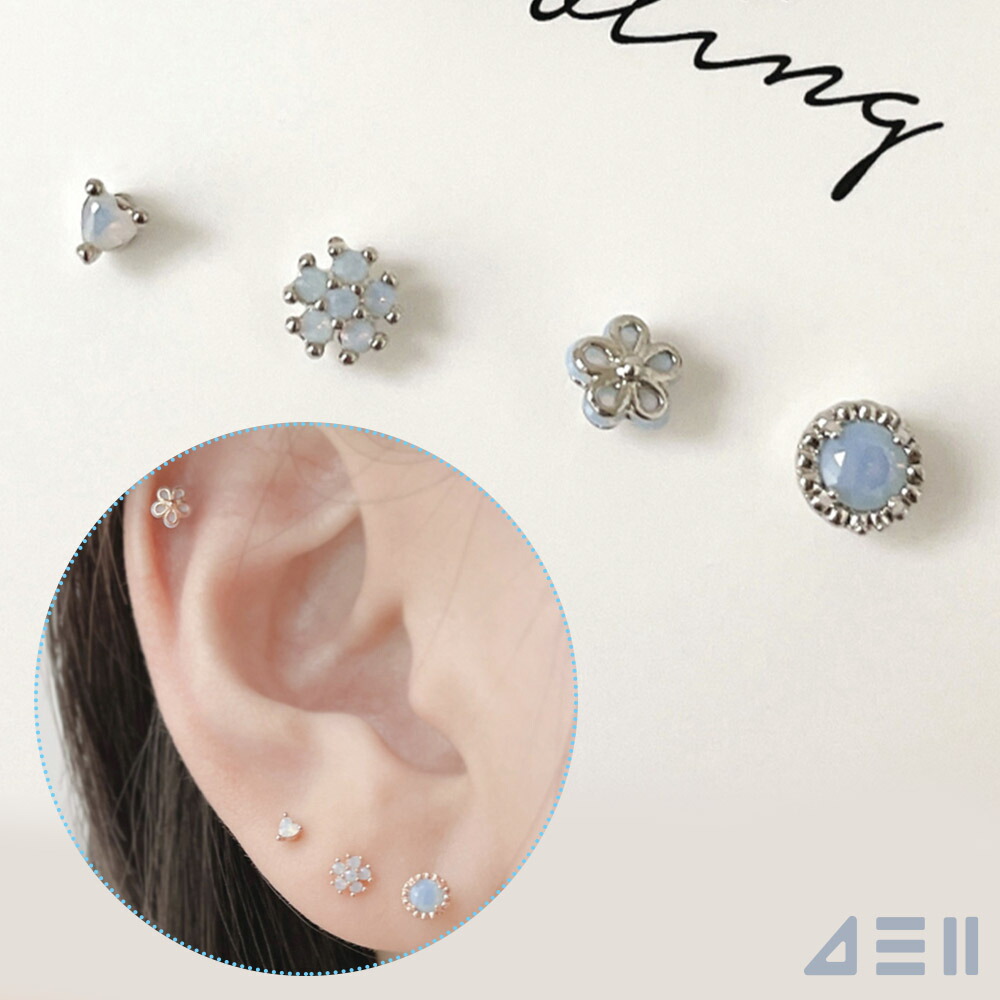 【楽天市場】[サージカル]ブルースカイ オパール キュービック (4Type 2Color) 16G フラワー ハート ラウンド ボディピアス キャッチ ピアッシング 軟骨ピアス 16G ...