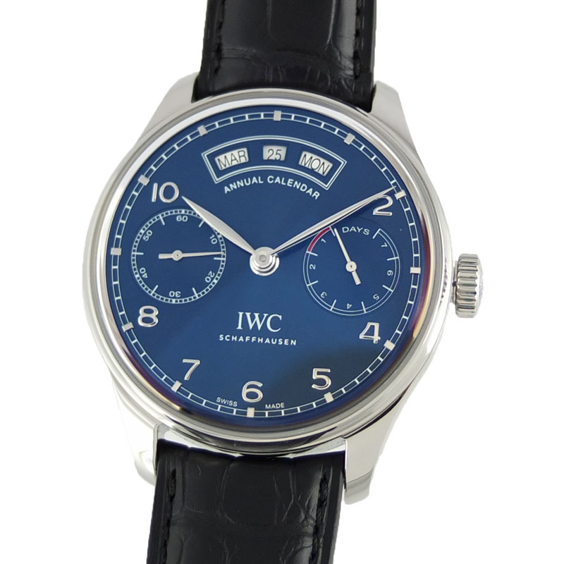 【楽天市場】IWC インターナショナルウォッチカンパニー ポルトギーゼ アニュアルカレンダー IW503502 自動巻 ブルー文字盤 メンズ腕 ...