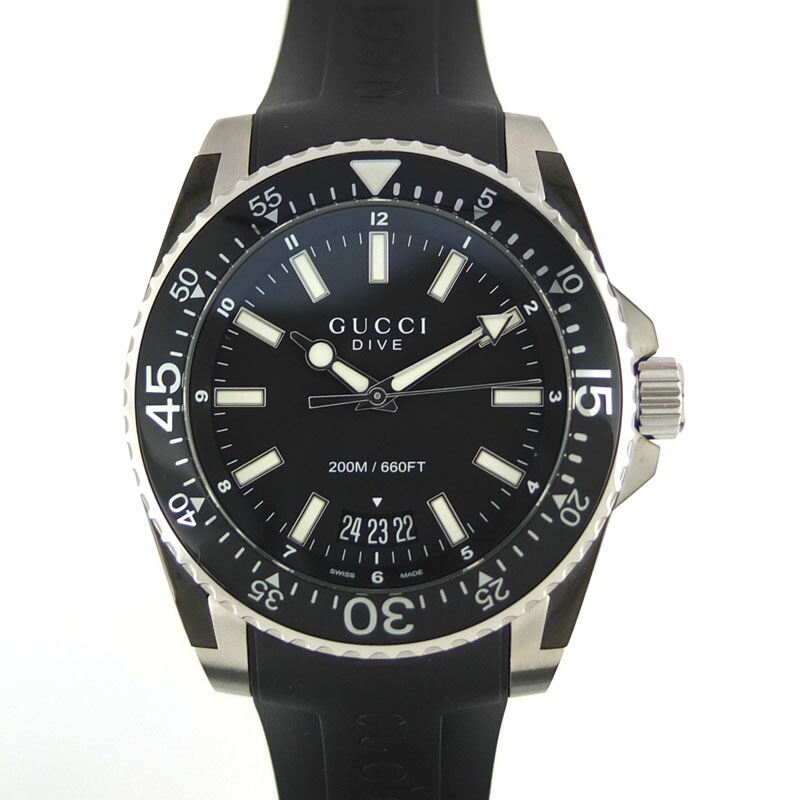【楽天市場】グッチ GUCCI ダイブ YA136204A 136.2 クォーツ ブラック文字盤 メンズ腕時計 【中古】：リポーン 蔵の助