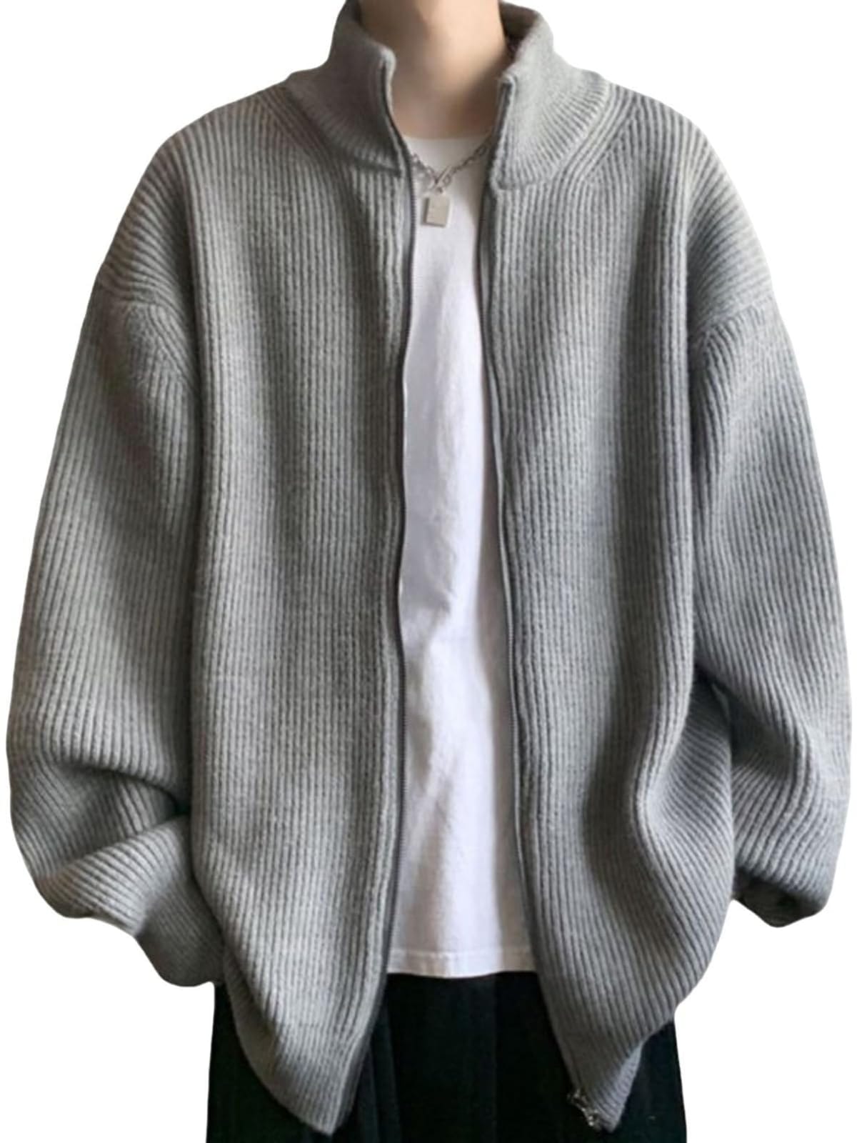 【楽天市場】[aspersio] [アスペルシオ] オシャレ ニット カーディガン ストリート系 長袖 フルジップ ざっくり アウター メンズ ...