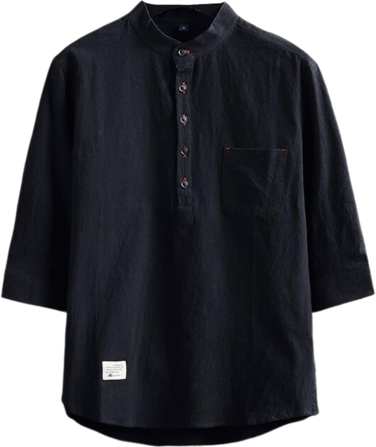 【楽天市場】[aspersio] [アスペルシオ] バンドカラー 7分袖 無地シャツ カッコイイ フードなし プルオーバー トップス メンズ ...