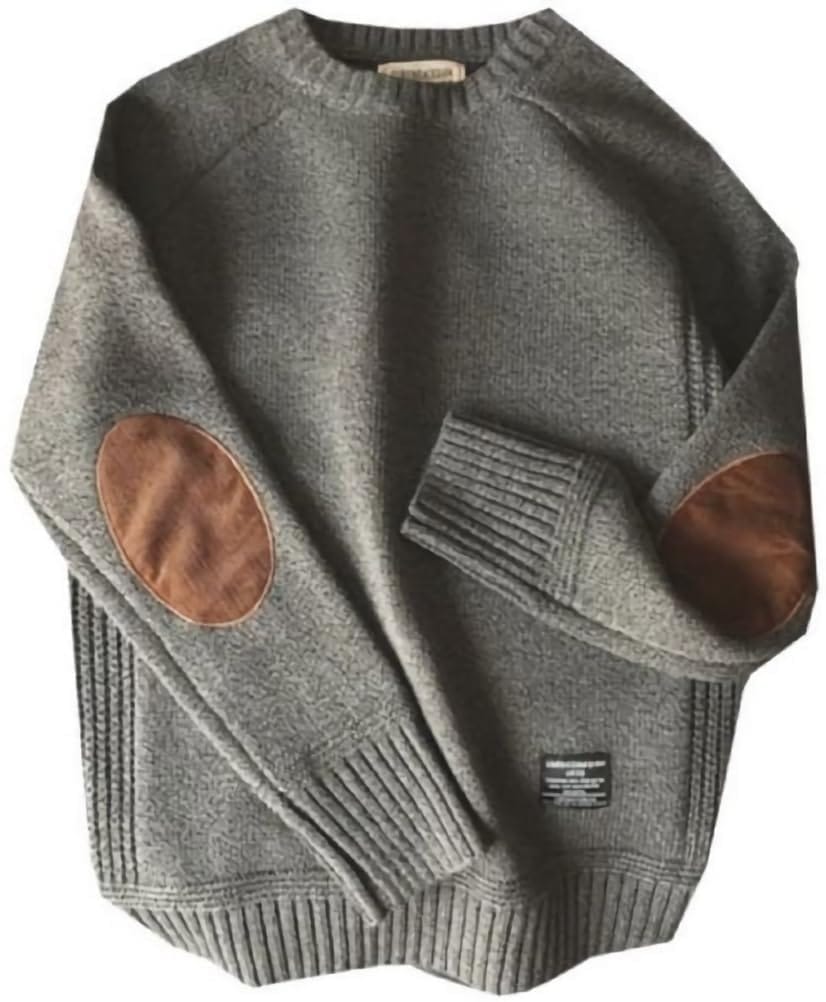 【楽天市場】[aspersio] [アスペルシオ] エルボーパッチ ざっくり ニット 丸首 セーター 長袖 トップス メンズ：Web shop ...