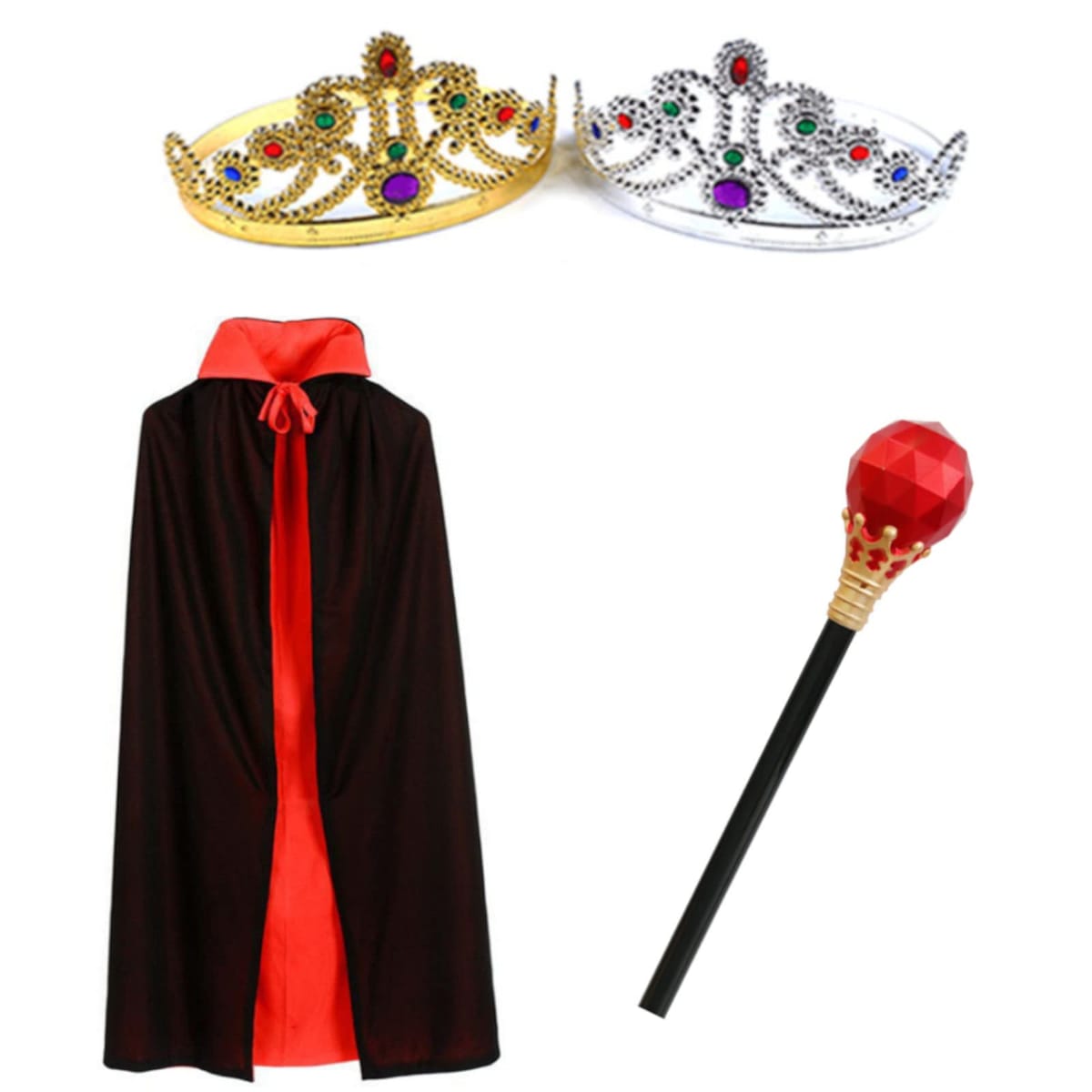 【楽天市場】UTST 王様 杖 コスプレ マント 黒 ハロウィン 杖 ステッキ ドラキュラ マント 王冠 ゴールド 仮装 王冠 シルバー ...