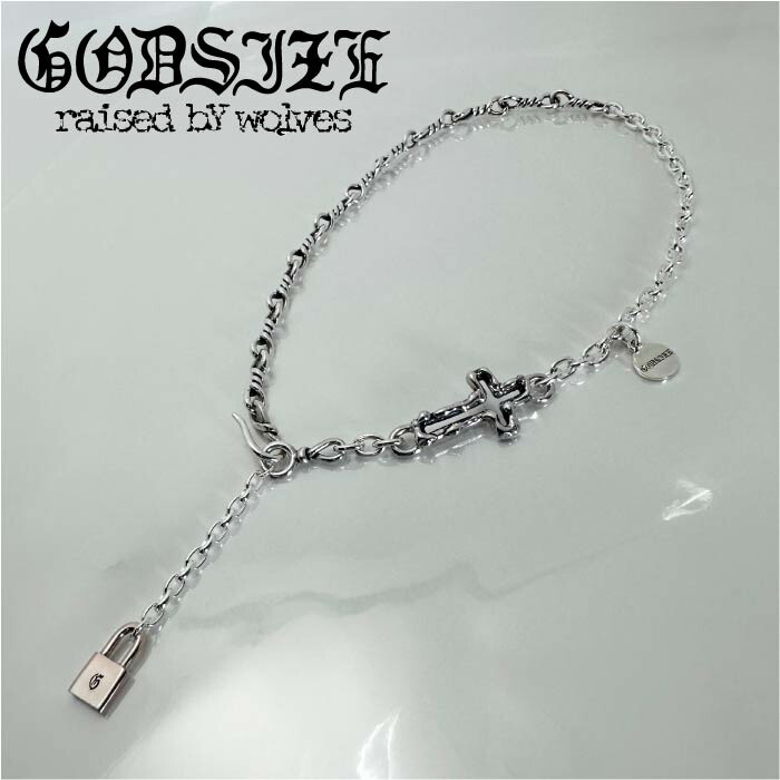 【楽天市場】【GODSIZE ゴッドサイズ】OPEN CROSS & TWIST CHAIN NECKLACE with PADLOCK pink silver / オープンクロス＆ツイスト ...