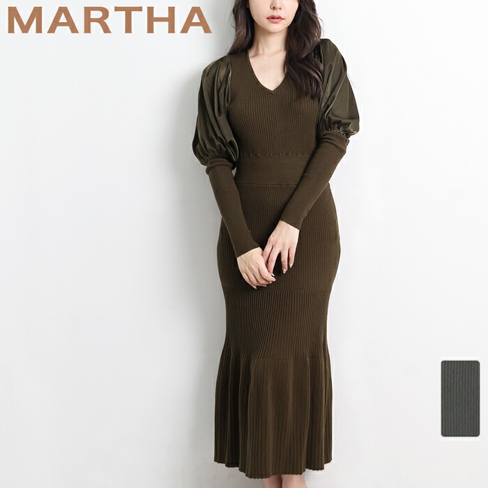 【楽天市場】【MARTHA】マーサ マトン袖ロングニットワンピース[26329]【3980円以上送料無料】：LFO