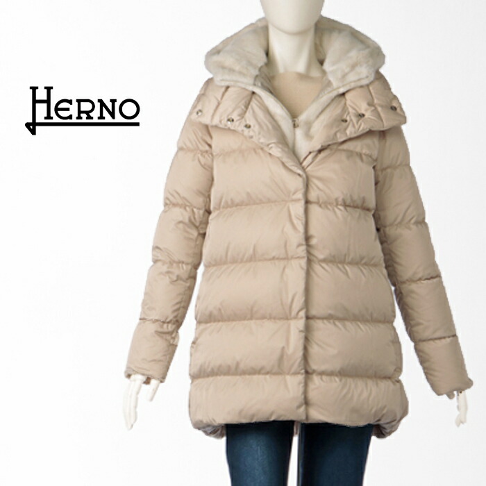 【楽天市場】送料無料 HERNO ヘルノ エコファーフード付き2wayダウンコート 超軽量ダウンジャケット 春 アウター しっかり防寒 お洒落な切替デザイン PI001753D 12170 ...