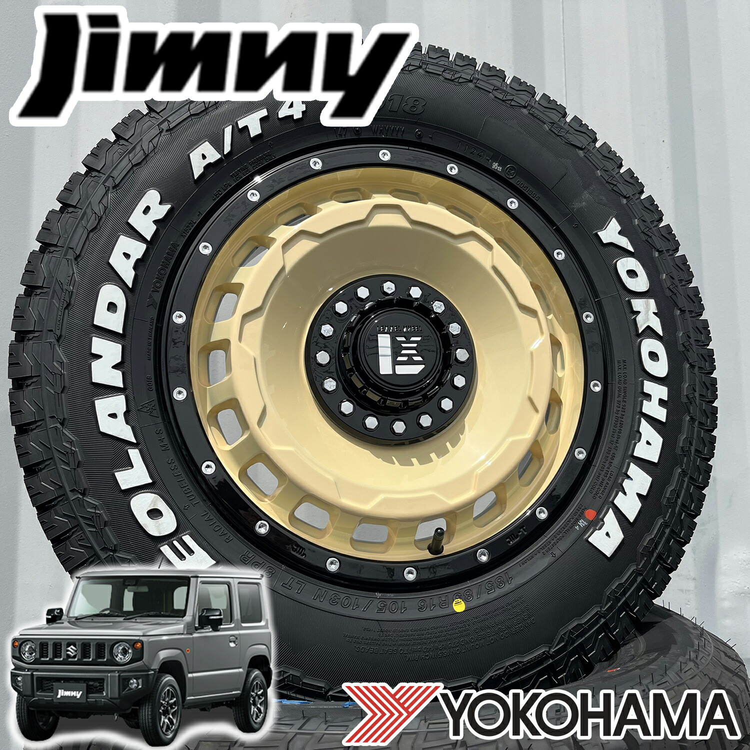 【楽天市場】ジムニー専用設計 JB23 JB64 JA11 JA12 JA22 タイヤホイール 16インチ YOKOHAMA ヨコハマ ジオランダー G018 A/T4 185/85R16 4 ...