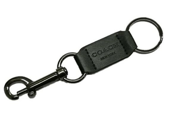【楽天市場】COACH KEY RINGコーチ キーリングロゴ付レザー・フック付スムースカーフレザー×真鍮ブラック×ガンメタオリジナル ギフト ...