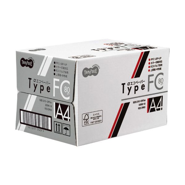 【楽天市場】TANOSEE 【お徳用セット】 TANOSEE αエコペーパータイプFC A4 標準 80g 1セット （2000枚:250枚×8冊） 【×5セット】 【お徳用 まとめ買い 割引 ...