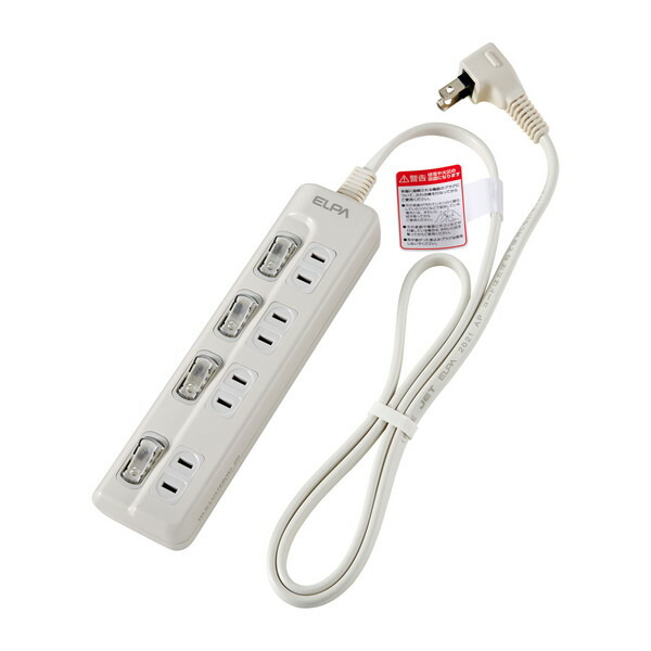 【楽天市場】ELPA WLS-LU41EB(W) ホワイト [LEDランプスイッチ付タップ 4個口 1m 上差し]：XPRICE楽天市場店