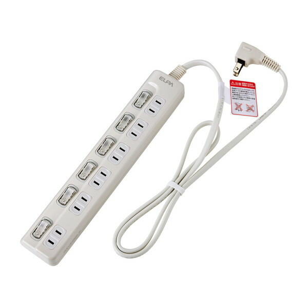 【楽天市場】ELPA WLS-LU61EB(W) ホワイト [LEDランプスイッチ付タップ 6個口 1m 上差し]：XPRICE楽天市場店