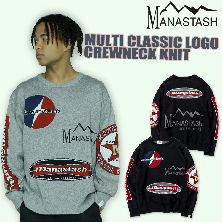 【楽天市場】☆セール｜【MANASTASH】MANASTASHMULTI CLASSIC LOGO CREWNECK KNIT/マルチ ...