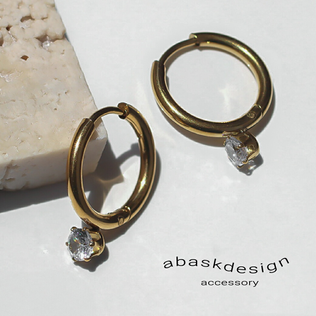 【楽天市場】ピアス キュービックジルコニアフープピアス 金属アレルギー サージカルステンレス 316L 水や汗に強い 金アレ対応 レディース ...