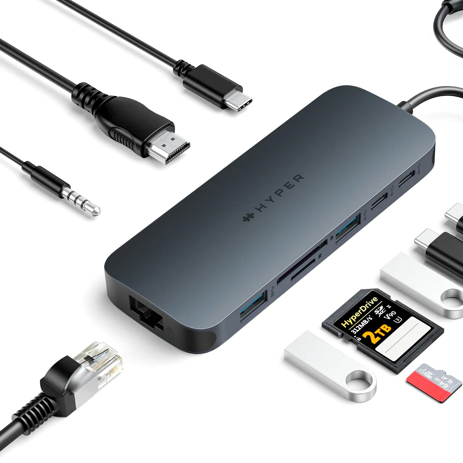 【楽天市場】【Hyper公式】HyperDrive Next 10 Port USB-C ハブ c-type hub パススルー HDMI ...