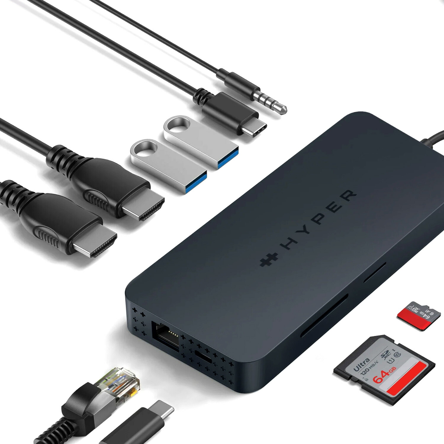 【楽天市場】【Hyper公式】HyperDrive Next Dual 4K HDMI 10 Port USB-C ハブ For M1 M2 ...