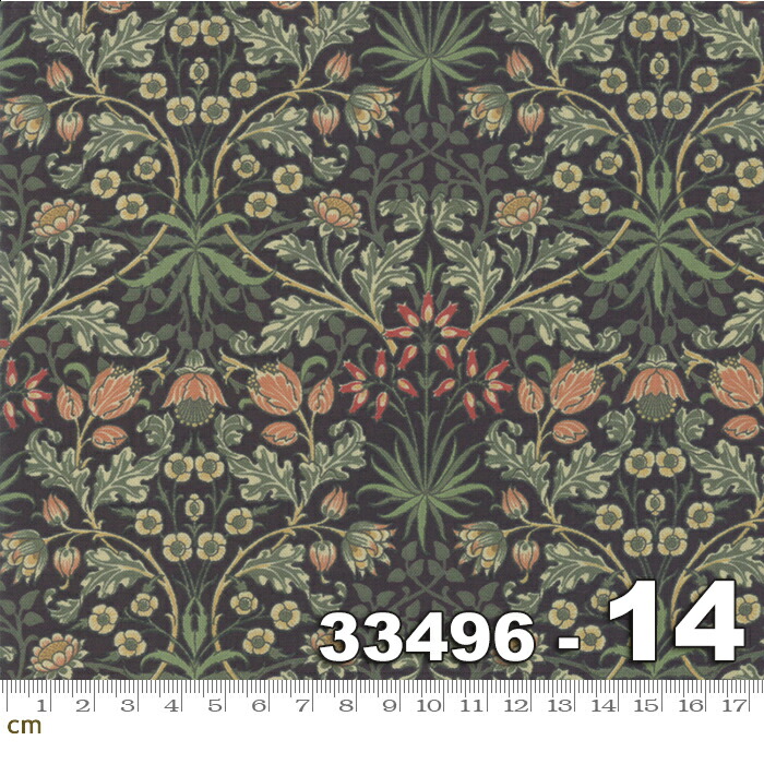 【楽天市場】【Moda モダ】Best of Morris Fall-33496-14(2E-02) ブラック グリーン 花柄 植物柄 ...