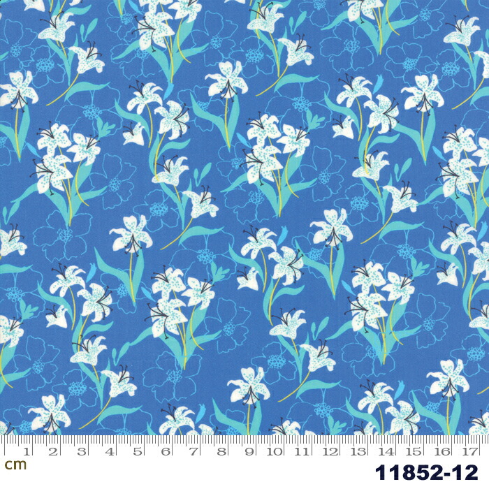 【楽天市場】【Moda モダ】Kiamesha-11852-12(2E-02) ブルー 花柄 夏 ポップ コットン100% シーチング ...