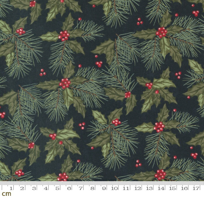 【楽天市場】【Moda モダ】Shoppes On Main-6923-17(2B-03) ブラック 植物柄 ヒイラギ クリスマス ...