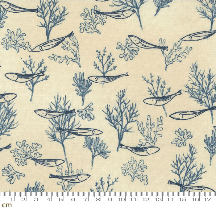 【楽天市場】【Moda モダ】To The Sea-16932-16(2C-02) ベージュ ブルー 魚柄 海柄 コットン100% シーチング ...