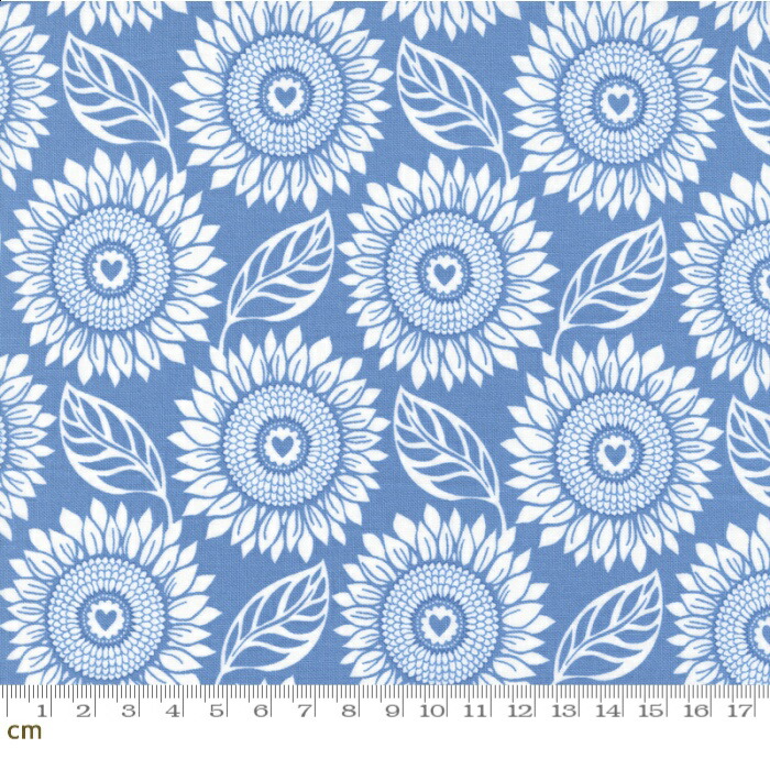 【楽天市場】【Moda モダ】Sunflowers In My Heart-27321-17(2B-03) ブルー系 青色 ホワイト系 黄色 ...