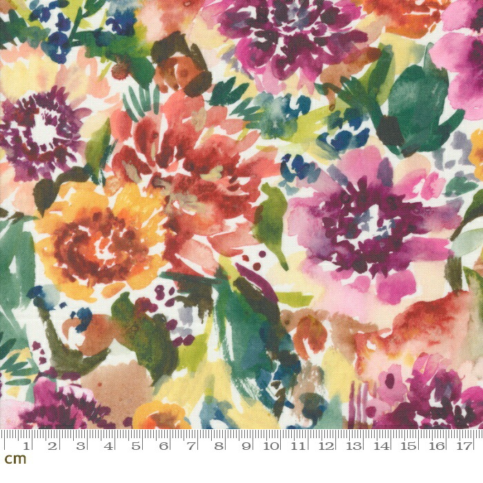 【楽天市場】【Moda モダ】Floribunda-39803-11(2B-07) パープル系 カラフル ボタニカル 花柄 植物柄 水彩画 ...