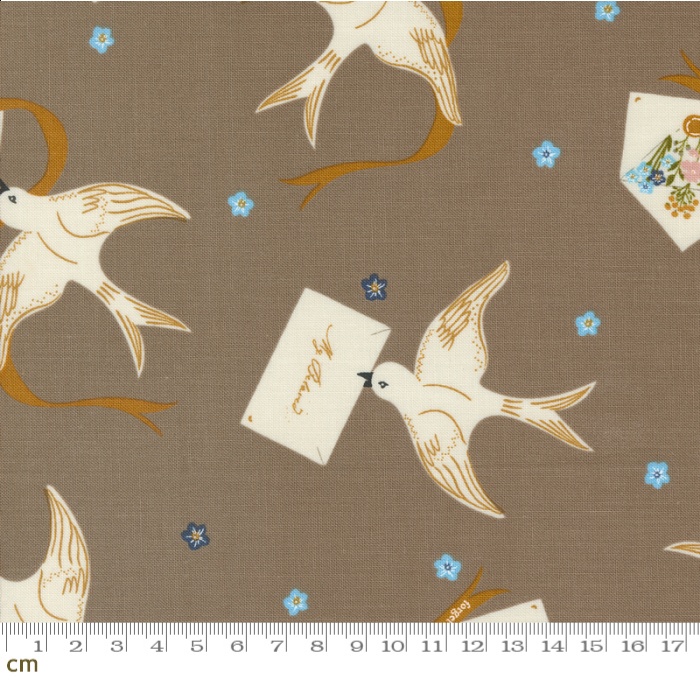 【楽天市場】【Moda モダ】Enchantment-43171-13(3B-08) ブラウン系 鳥柄 ハト メッセンジャー ナチュラル ...