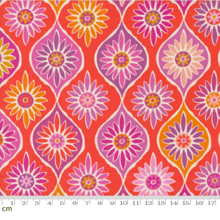 【楽天市場】【Moda モダ】Maeve-11932-28(2B-08) 幾何学模様 ダイヤ型 花柄 花びらオレンジ ピンク シーチング ...