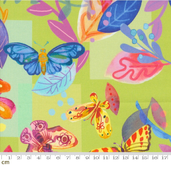 【楽天市場】【Moda モダ】Flower Patches-21820-15(2A-05) 蝶 葉っぱ 水彩画 幻想的 カラフル シーチング ...