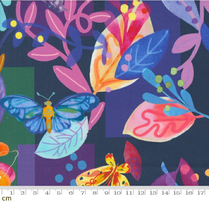 【楽天市場】【Moda モダ】Flower Patches-21820-16(3A-02) 蝶 葉っぱ 水彩画 幻想的 カラフル シーチング ...