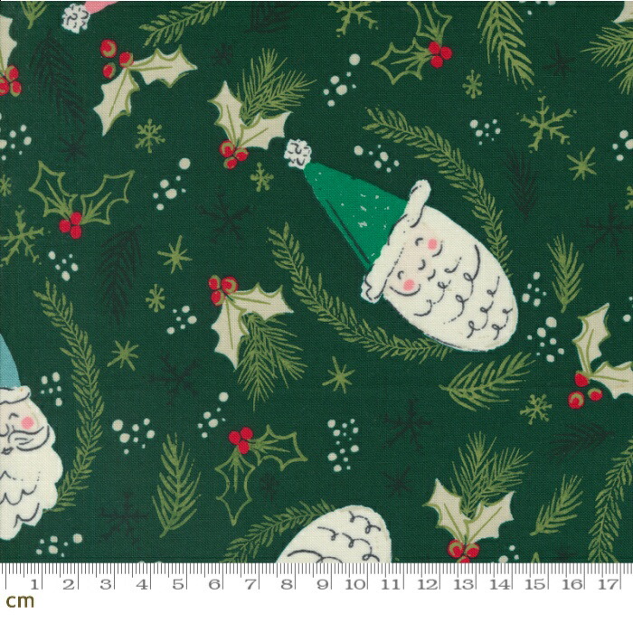 【楽天市場】【Moda モダ】Cozy Wonderland-45590-23(2B-05) グリーン 緑 サンタ柄 葉っぱ Xmas ...