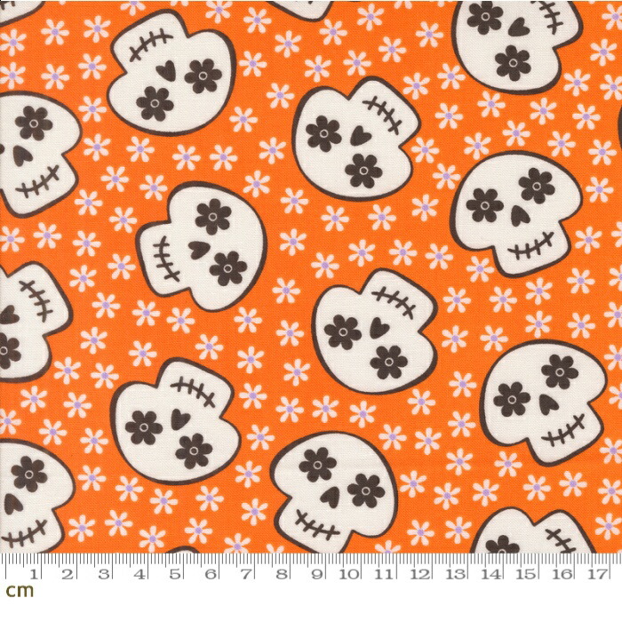 【楽天市場】【Moda-k モダ】Fab Boo Lous-22483-18(3A-04) ドクロ柄 可愛い ポップ ハロウィン柄 オレンジ ...