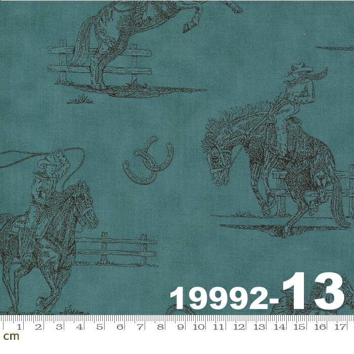 【楽天市場】【Moda モダ】Home On The Range-19992-13(2E-05) グリーン系 ブルー系 動物柄 馬柄 ...