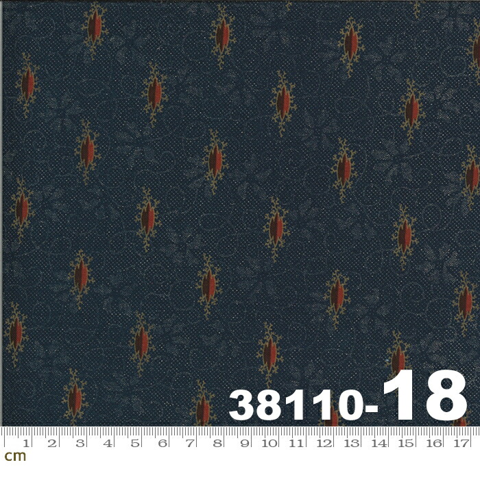 【楽天市場】【Moda モダ】Hopewell-38110-18(2E-05) ブラウン系 ブルー系 レッド系 植物柄 幾何学柄 コットン ...