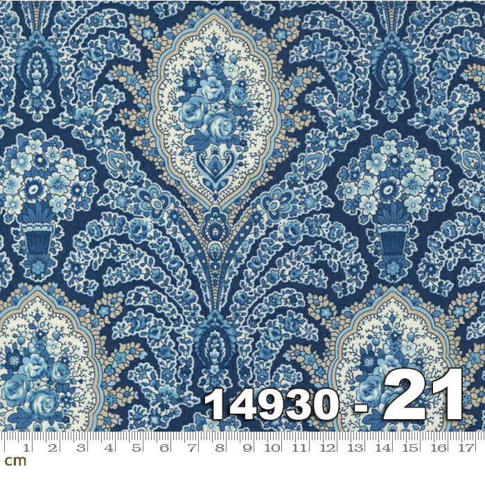 【楽天市場】【Moda モダ】New Port-14930-21(2A-03) ブルー系 更紗 ペイズリー柄 花柄 コットン100%シーチング ...