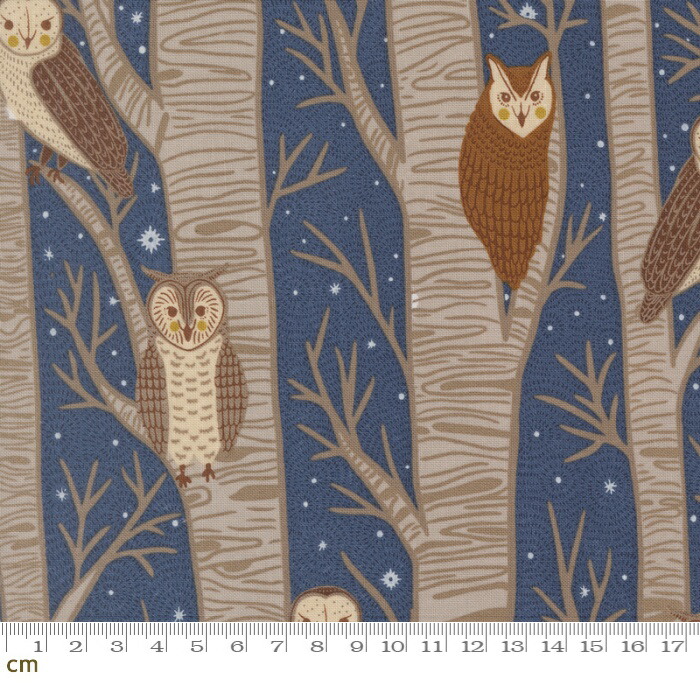 【楽天市場】【Moda-k モダ】Night Owl-48420-14(3A-05) フクロウ 夜 星空 鳥 ネイビー ブラウン シーチング ...