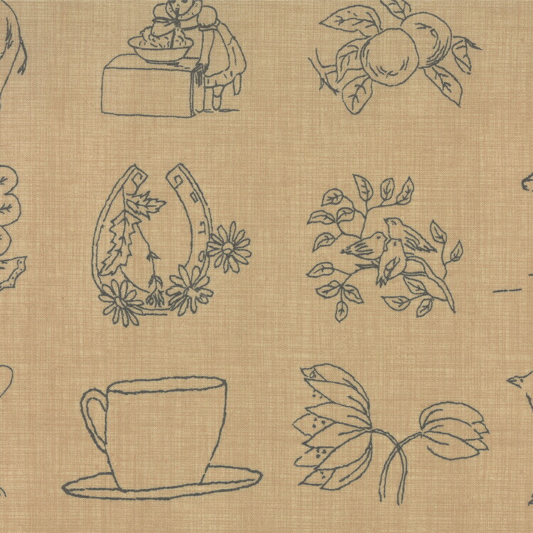 【楽天市場】【Moda モダ】Petite Odile-13611-13(2C-03) ブルー系 青 ブラウン系 人物柄 キャラクター柄 動物 ...